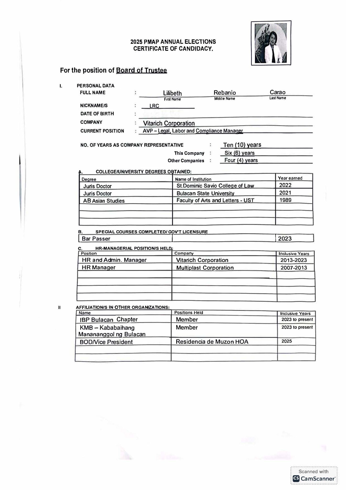 Official List of Candidates for Election of 2026 PMAP Officers and ...